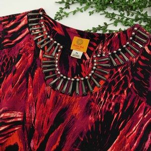 Ruby Rd. | Tops | Ruby Rd Petite Red Black Tribal 34 Sleeve Top | Poshmark